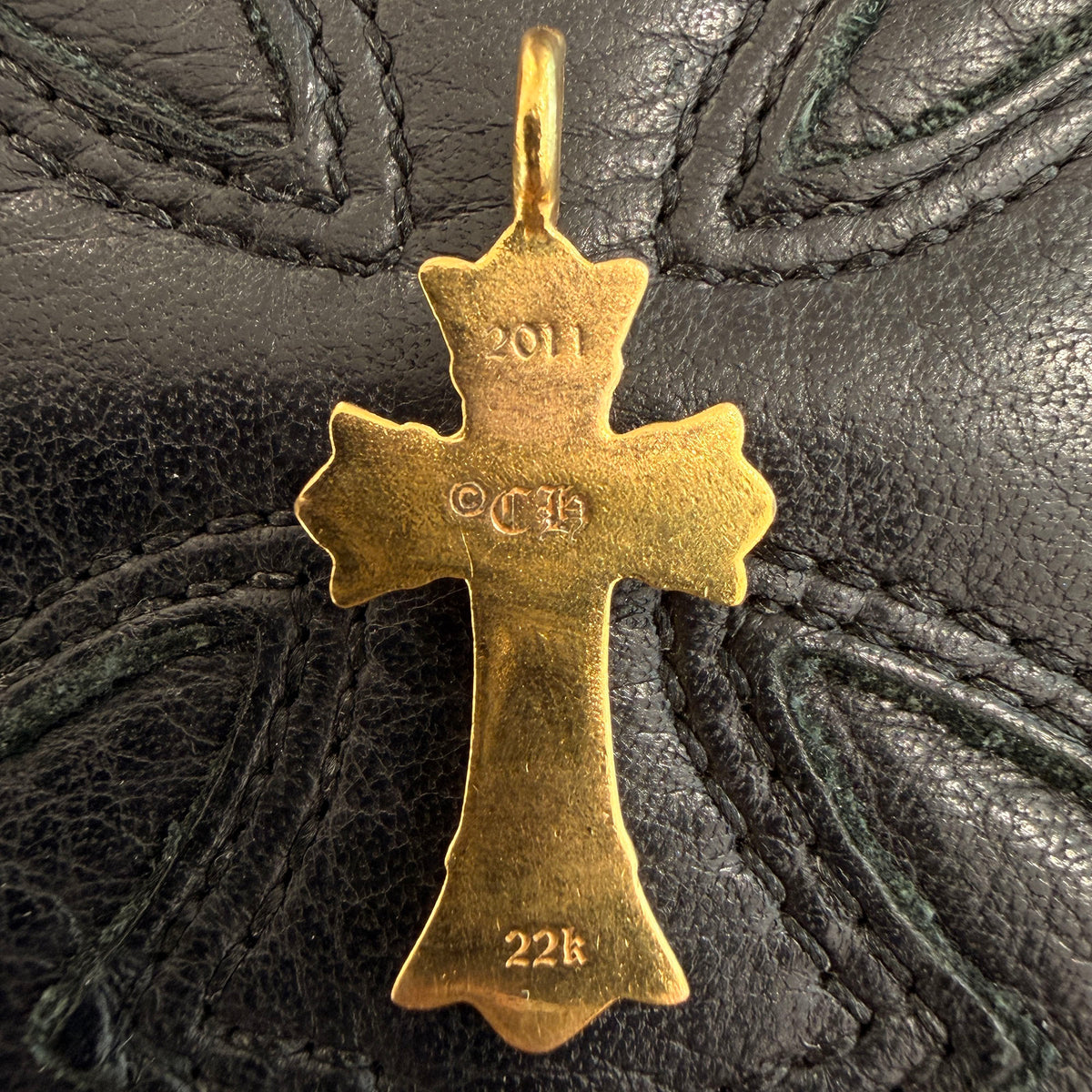 CHROME HEARTS 22K Double CH Cross Charm Pave Diamond Pendant Top クロムハー ...