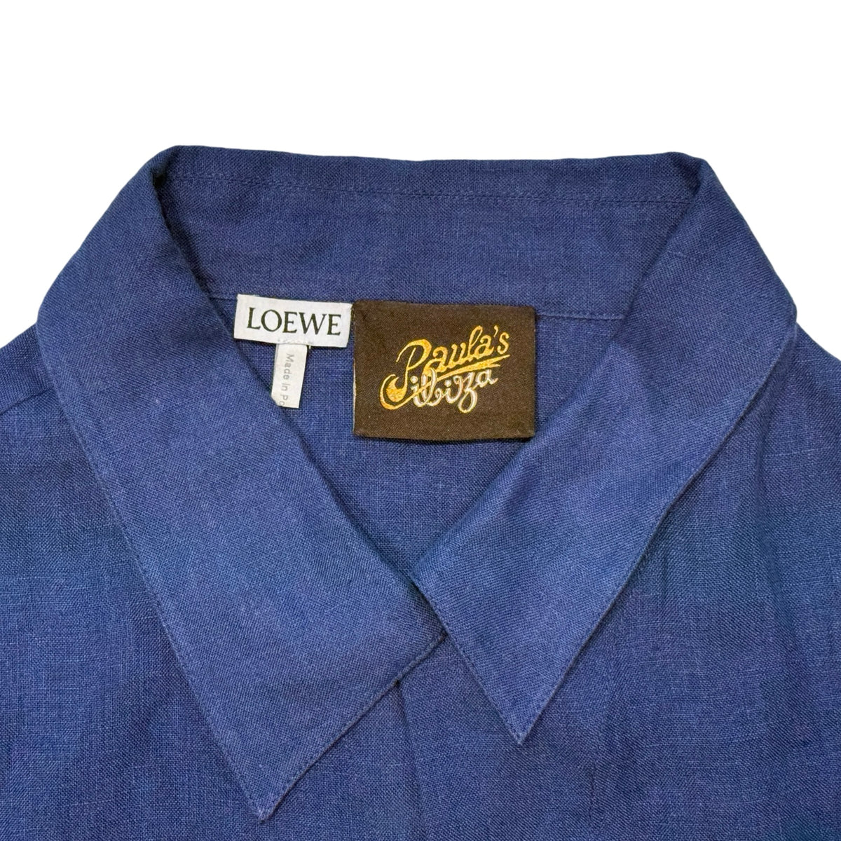 LOEWE × Paula's Ibiza Linen Anagram Tab Bowling Shirt Size 41 ロエベ パウラズ ...