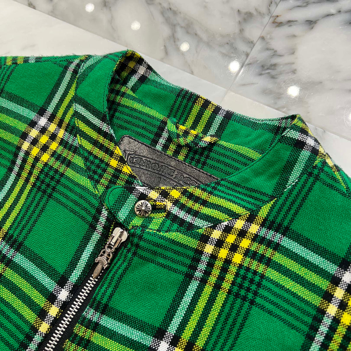 CHROME HEARTS Y NOT Easy Riders Masai Check Half Zip Shirt Size M クロムハ ...