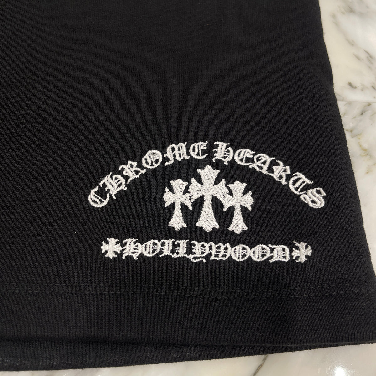 CHROME HEARTS Y NOT King Taco 3 Cemetery Cross Sweat Shorts Size XL クロ ...