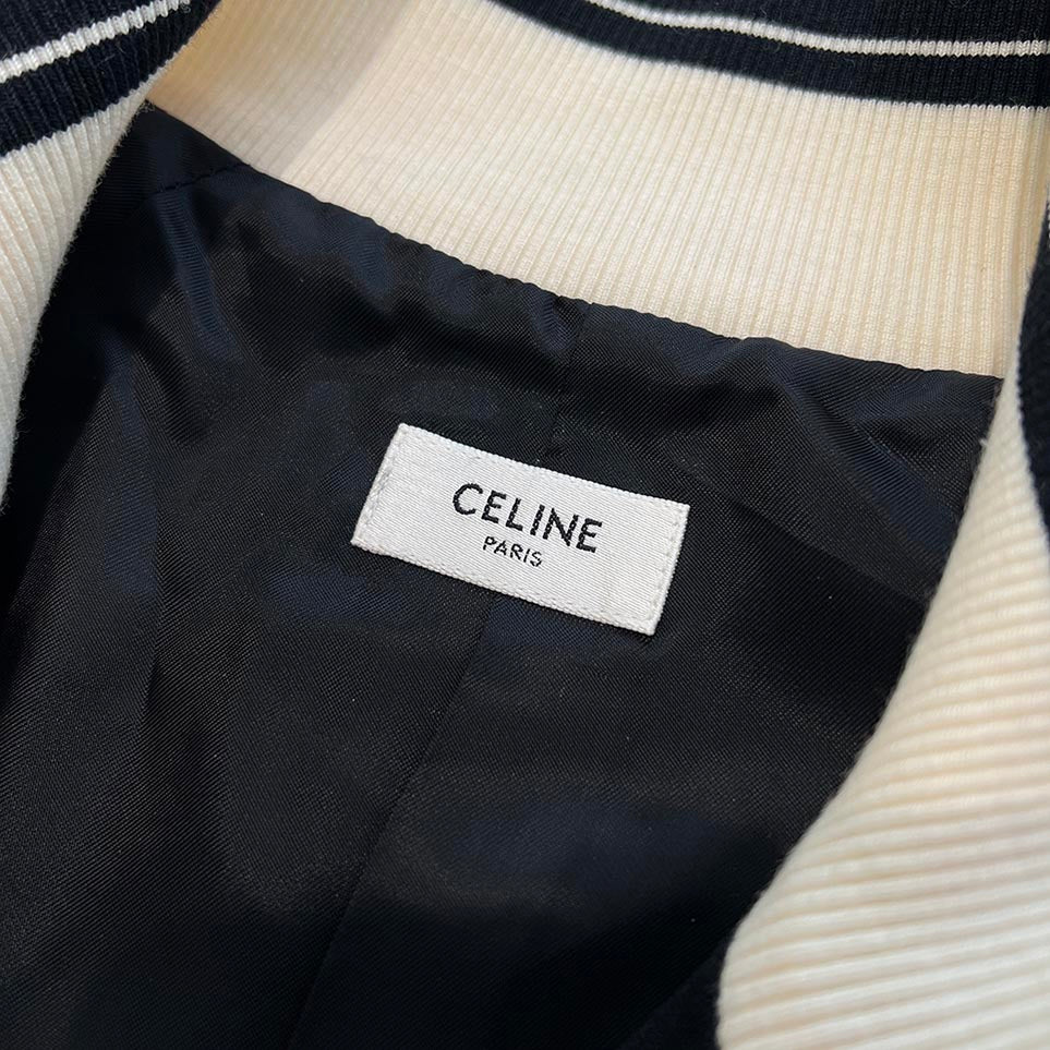 CELINE 2024AW Logo Embroidered Triomphe Side Stripe Technical Jersey T ...